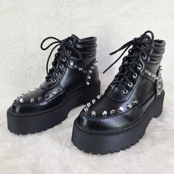 Lemonade | Shoes | New Emo Punk Studded Combat Platform Sneaker Boots ...